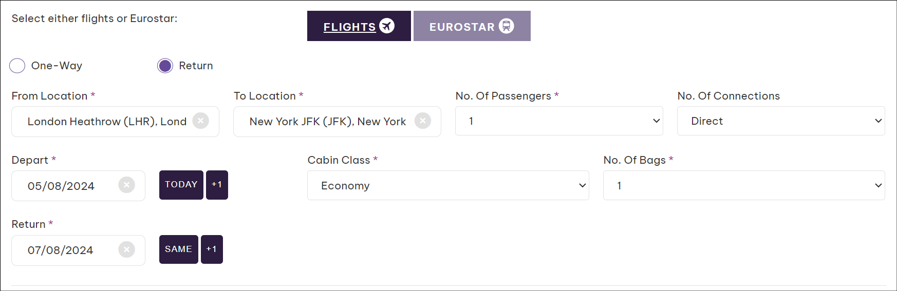 Making a flight booking – Help Centre for LOGiC from Inntel